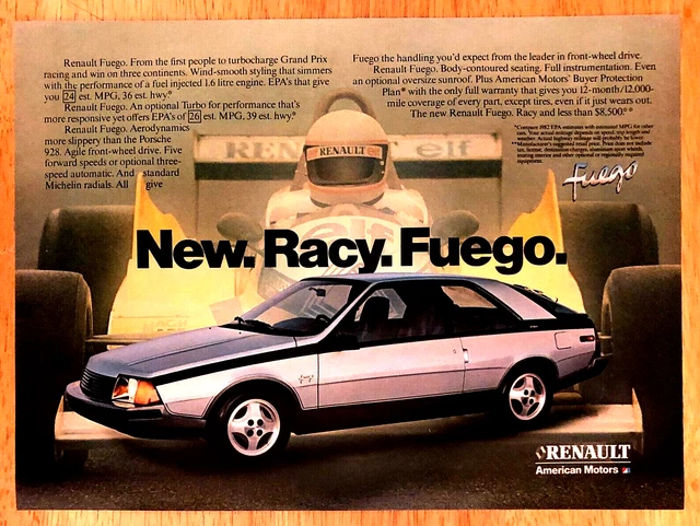 RENAULT FUEGO TURBO Print Ad Magazine Advertisement Vintage American ...
