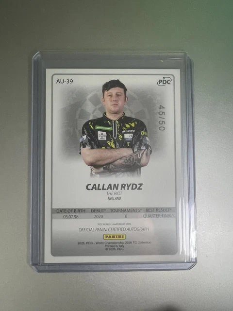 PANINI PDC WORLD Championship 2026 # Callan Rydz # AU-39 # Auto ...