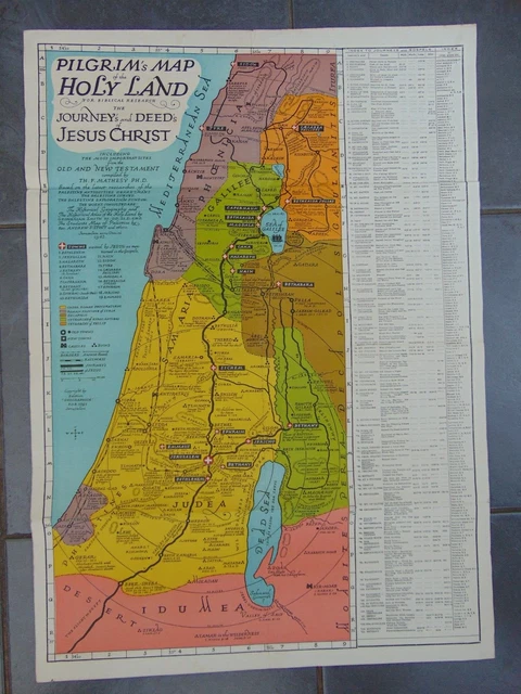 PILGRIMS MAP OF the Holy Land Israel Palestine Jerusalem 1942 £25.00 ...