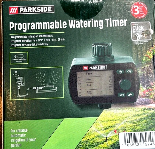 PARKSIDE PROGRAMMABLE WATERING Timer 6 irrigation schedules - NEW £19. ...