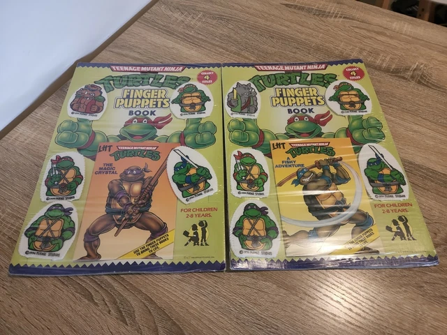 TEENAGE MUTANT NINJA Turtles 1990 Finger Puppets Book X2 Vintage Mirage ...