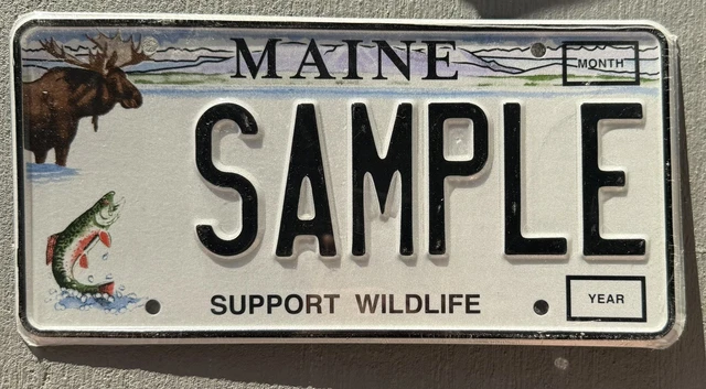 NOS MAINE SAMPLE License Plate Unopened MA Lic Support Wildlife Moose ...