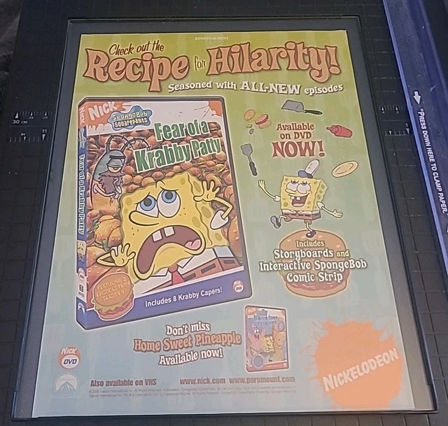 SPONGEBOB SQUAREPANTS FEAR Of A Krabby Patty Framed Print Ad 2005 8 ...