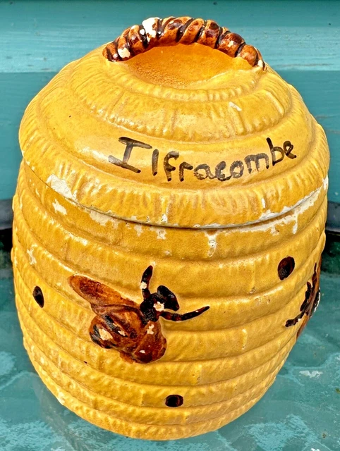 VINTAGE ILFRACOMBE HONEY Pot, Hand Made with Insects on Bee Hive ...