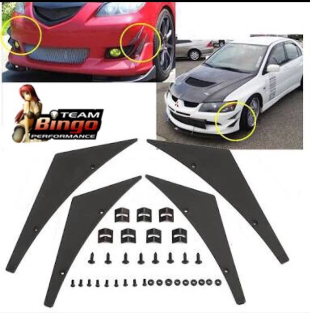UNIVERSAL FRONT BUMPER Canards / Lip Splitter Fins Body Spoiler Canards ...