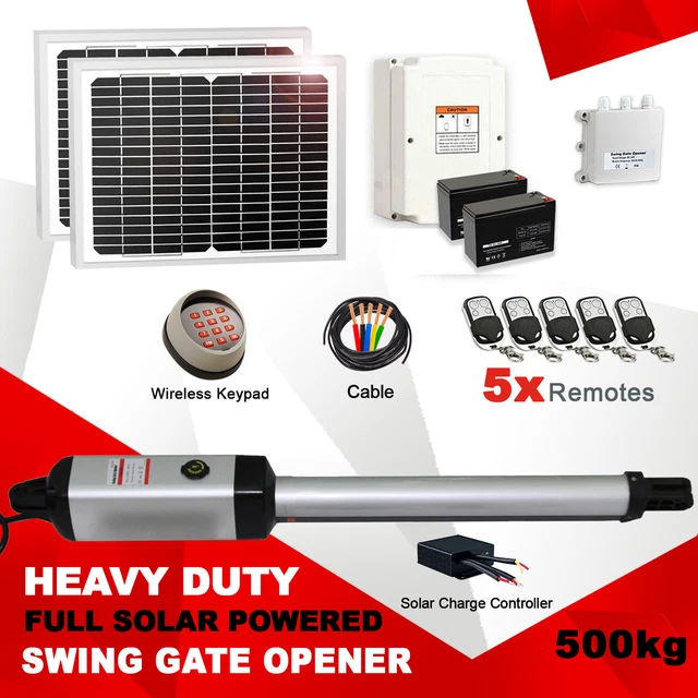RITROX FARM FULL Solar Single Swing Gate Opener 5x Remote wireless ...