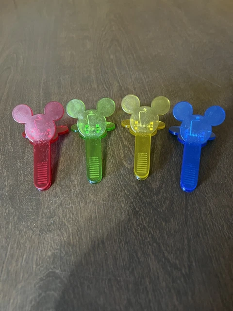 DISNEY MICKEY MOUSE Ears Plastic Chip Bag Clips Set of 4 Red Green Blue ...