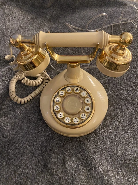 VINTAGE ANTIQUE BELL Western Electric Creamy Tan Push Button Telephone ...