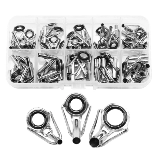 WIDE RANGE OF Sizes with 50 Ceramic Fishing Rod Tip Rings Set Included ...