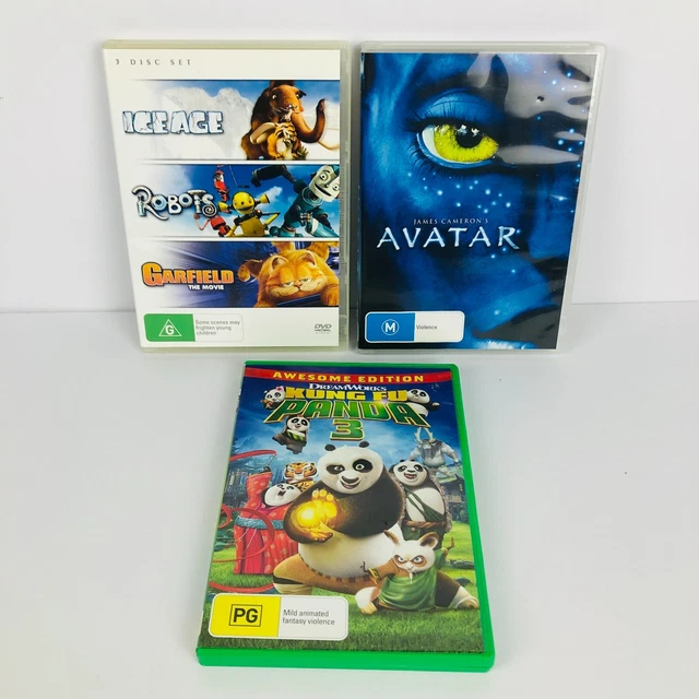 5 X KID'S DVD Movies - Ice Age, Robots, Garfield, Avatar, Kung Fu Panda ...