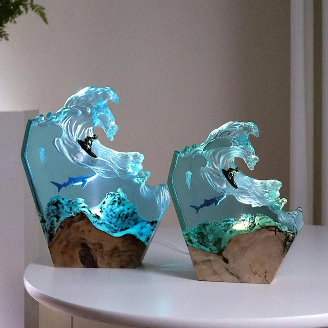 CHRISTMAS SEA LIGHTS Resin LED Ocean Surfing Night Lights,Handmade ...