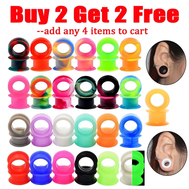 00 Silicone Gauges 15 Pairs Silicone Ear Gauges - Heart Shaped Tunnels ...