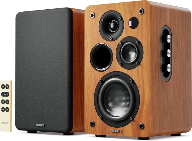 MAJORITY D100X WALNUT Bookshelf Bluetooth ACTIVE SPEAKERS | TREBLE ...