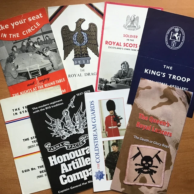GROUP OF 8 ORIGINAL BRITISH ARMY RECRUITING PAMPHLETS, incl Cavalry ...