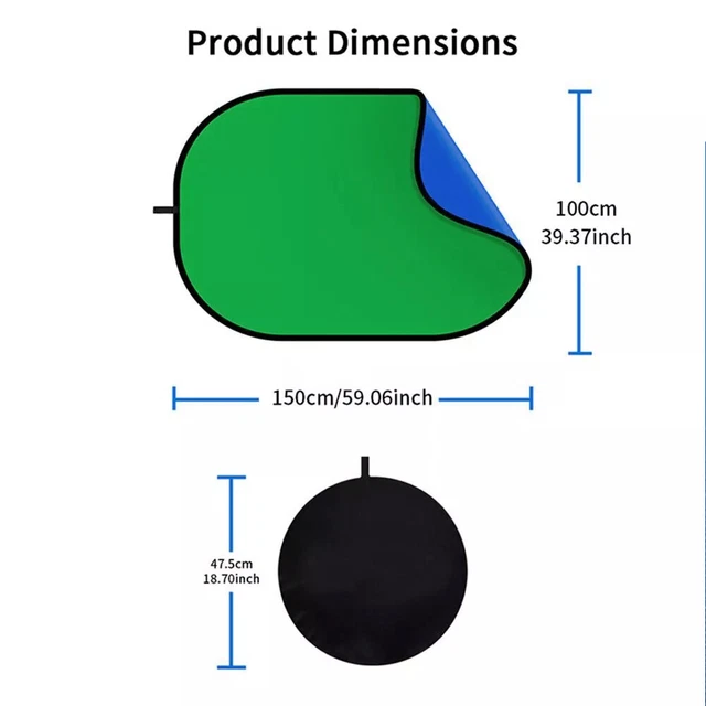GREEN SCREEN BACKDROP Double-Sided 2-in-1 Blue Screen Pop Up Chromakey ...