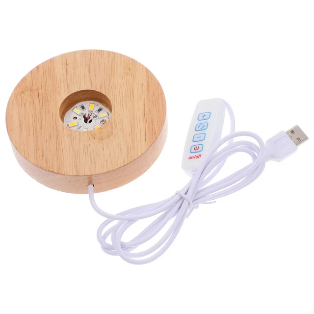 BASE SMALL LED Display Stand For Gazing Ball Lighting Round Wooden £12. ...