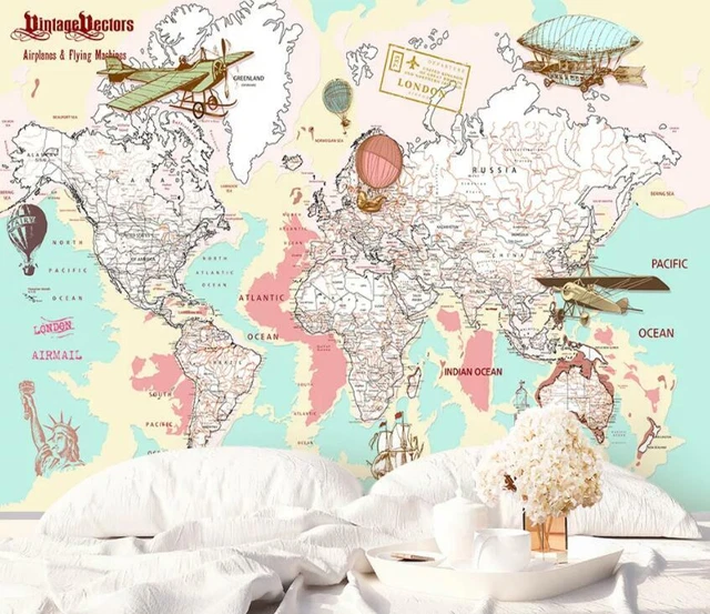 3D WORLD MAP O1131 Wallpaper Wall Mural Removable Self-adhesive Sticker ...