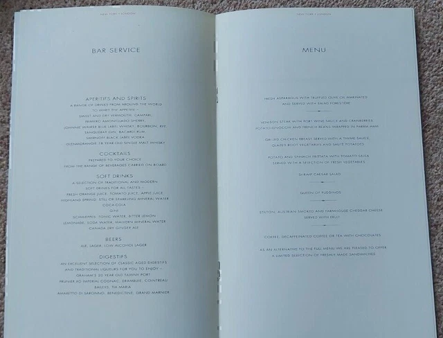 BRITISH AIRWAYS CONCORDE Menu Film Star Signed Anthony Andrews ...
