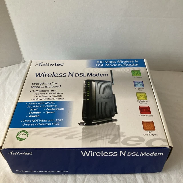 ACTIONTEC GT784WN-01 WIRELESS N DSL Modem Router 300 Mbps WiFi $30.00 ...