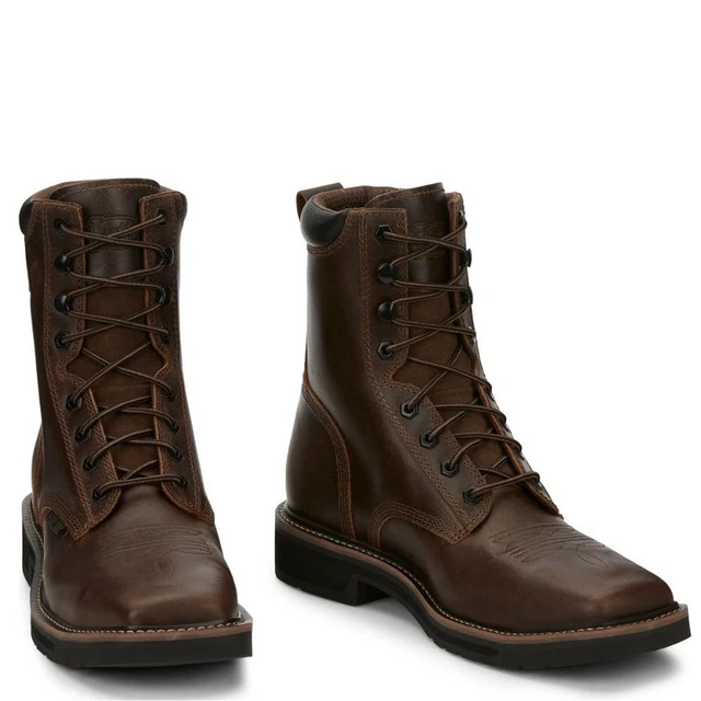 JUSTIN THE PULLIE 8 inch Steel Toe Men's Brown Leather Boots £130.90 ...