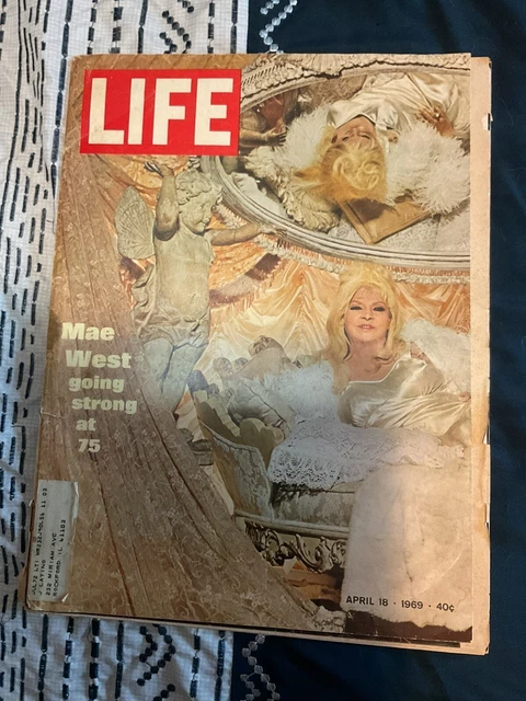 VINTAGE LIFE MAGAZINE April 18th 1969. Mae West going strong at 75. £6. ...