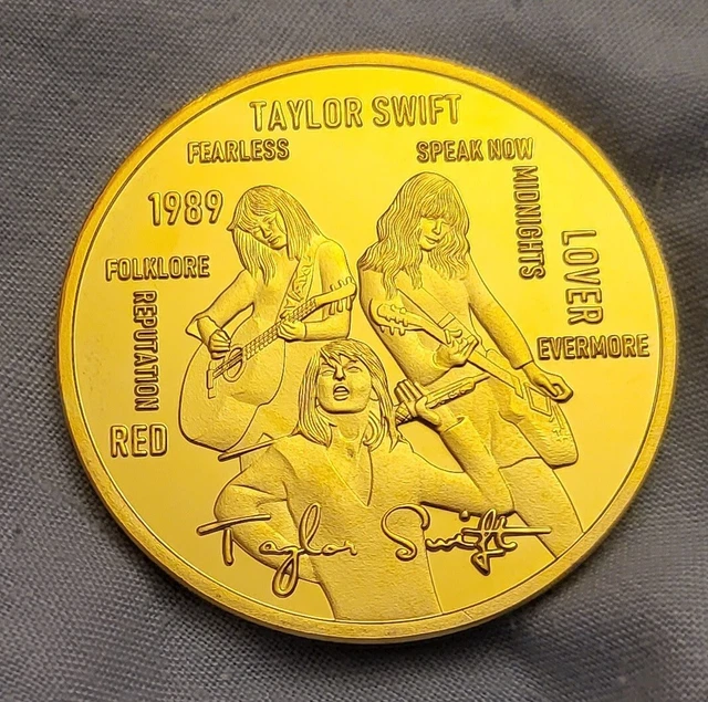 TAYLOR SWIFT GOLD Coin Beautiful Woman Signed Songs Red Lover Midnight ...