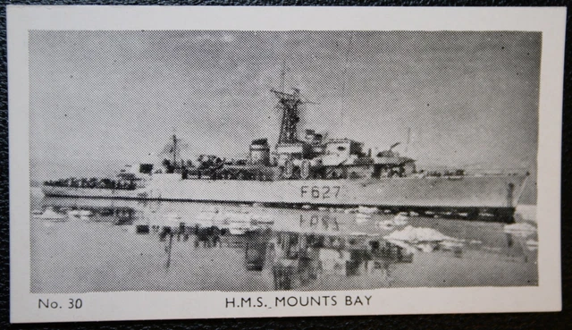 HMS MOUNTS BAY Royal Navy Anti Aircraft Frigate Vintage 1955 Card AD08M ...