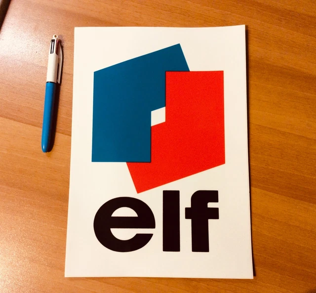 STICKER AUTOCOLLANT ANCIEN logo ELF pompe à essence Renault capot ...