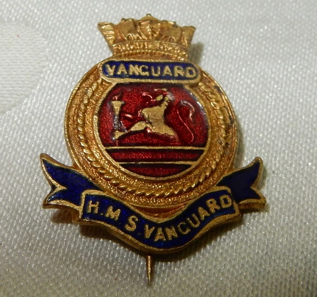 WW2 ROYAL NAVY Hms Vanguard Pin Badge Battleship British Military World ...