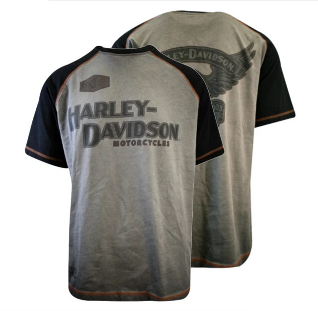 HARLEY-DAVIDSON MEN'S T-SHIRT Grey Black Iron Bond Raglan Short Sleeve (S58) $42.00 - PicClick CA