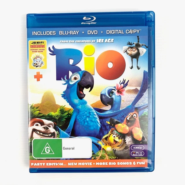 RIO BLURAY (2011) Blu-Ray + DVD + Digital Copy Region B, 4 Like New ...