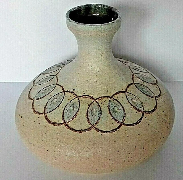 VASE AUX CERCLES en céramique, poterie, signature Accolay. EUR 60,00 ...