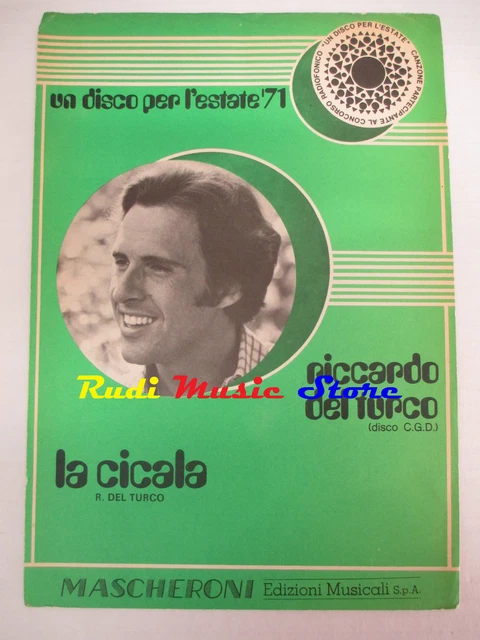 RICCARDO DEL TURCO La cicala 1971 RARO SPARTITO SINGOLO italy CBS cd lp ...