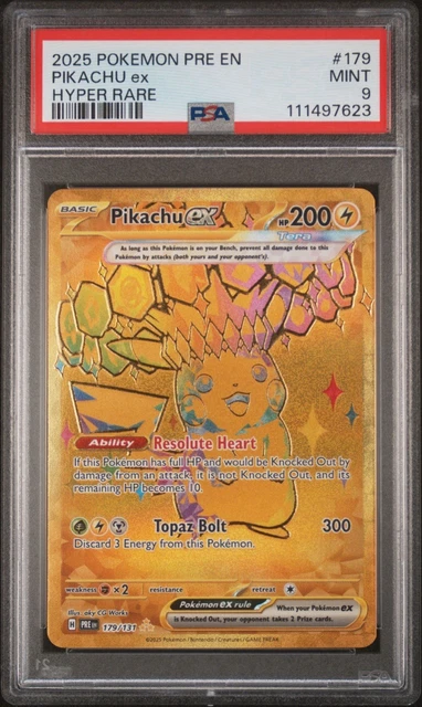 2025 POKEMON PRE EN-PRISMATIC EVOLUTIONS Gold HYPER RARE #179 PIKACHU ...