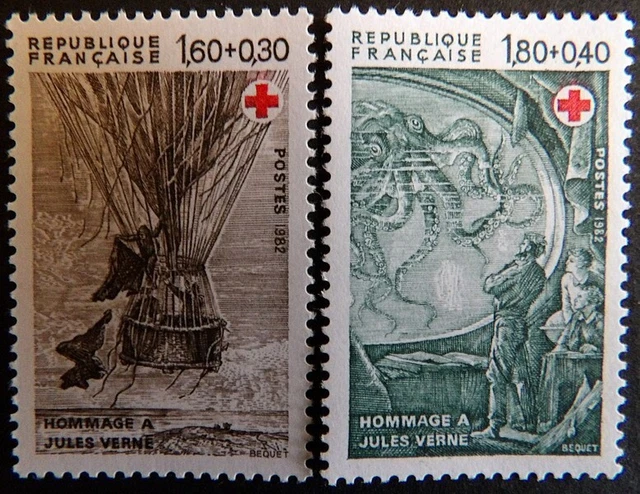 1982 AU PROFIT de la Croix-Rouge. Hommage à Jules Verne. 2 timbres neufs EUR 1,00 - PicClick FR
