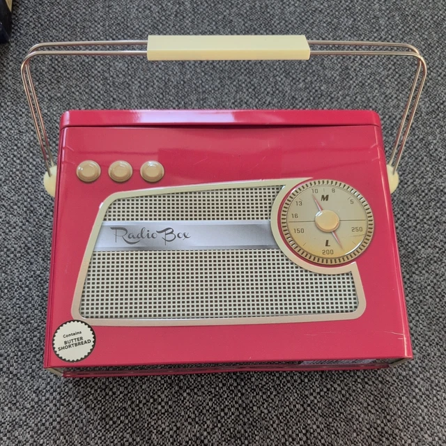 RETRO RADIO EMPTY Tin , Red & Cream Radio Box Shortbread Tin £1.99 - PicClick UK