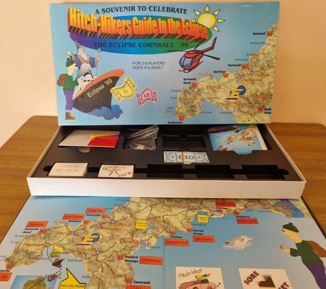 RARE VINTAGE BOARD Game Hitch-Hikers Guide to the Eclipse Cornwall 1999 ...