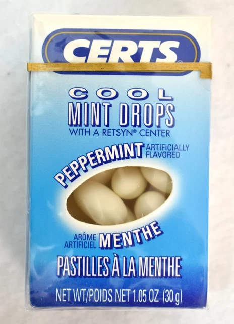 CERTS COOL MINT Drops Peppermint Breath Mints Retsyn Center Vintage $9. ...