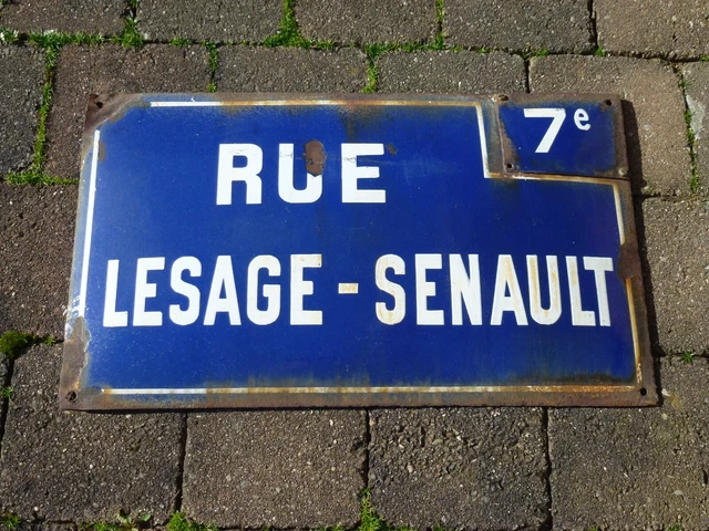ANCIENNE PLAQUE ÉMAILLÉE bombée Rue Lesage Senault déco vintage industrielle EUR 49,90 - PicClick FR