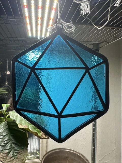 STAINED GLASS D20 Sun Catchers, DnD, Magic the Gathering, Gaming, Aqua ...