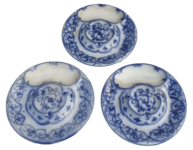 WASMUEL PAR THUNER 3 Assiettes À Artichaut En Barbotine Xix° Siecle ...