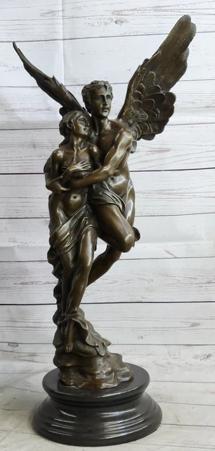 ART DECO MARBLE Bronze Sculpture Angel " Psyche and Eros " Statue ...