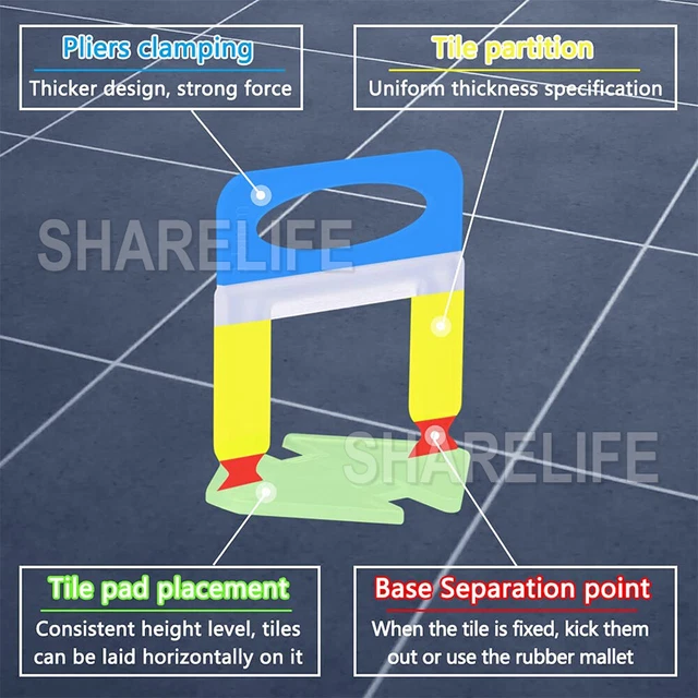 400-6000X TILE LEVELING System Clips Levelling Spacer Tiling Tool Floor ...