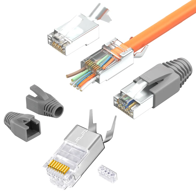 RJ45 STECKER CAT7 Crimp Netzwerkstecker Verlegekabel LAN Patch Kabel ...