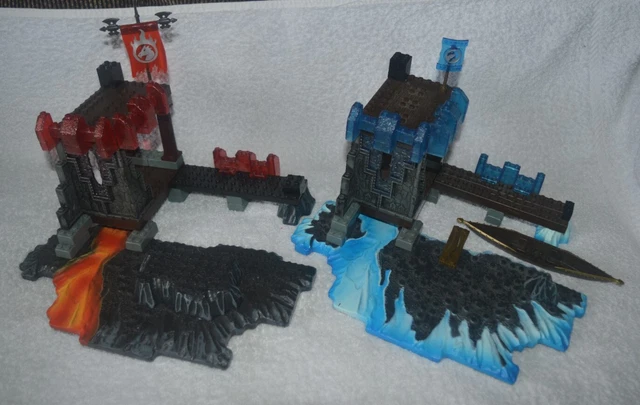 MEGA BLOKS ~ Dragon Mountain ~ Fire & Ice Bases ~ Castle Fort Canoe ...