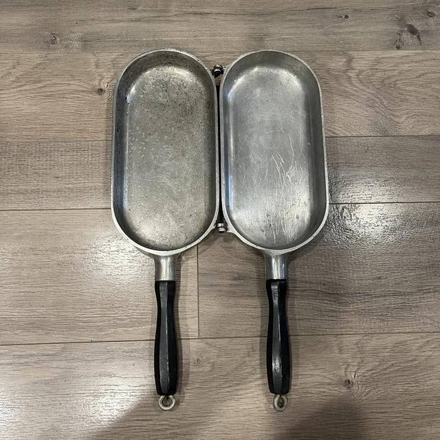 VINTAGE SUPER MAID Cookware Cast Aluminum Folding Hinged Omelet Fish ...