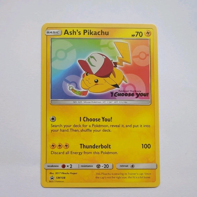 POKEMON TCG ASH'S Pikachu Black Star Promo Card SM108 £10.80 - PicClick UK