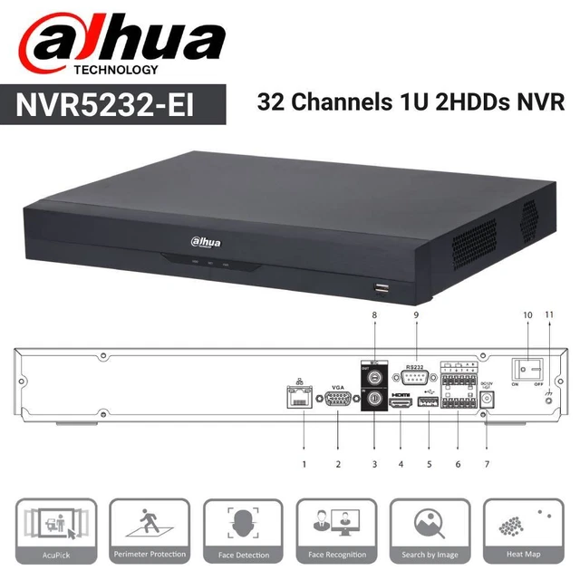 DAHUA NVR5232-EI 4K AI 32ch NVR 4K H.265+ Pro Network Video Recorder NO POE 8MP $592.34 ...