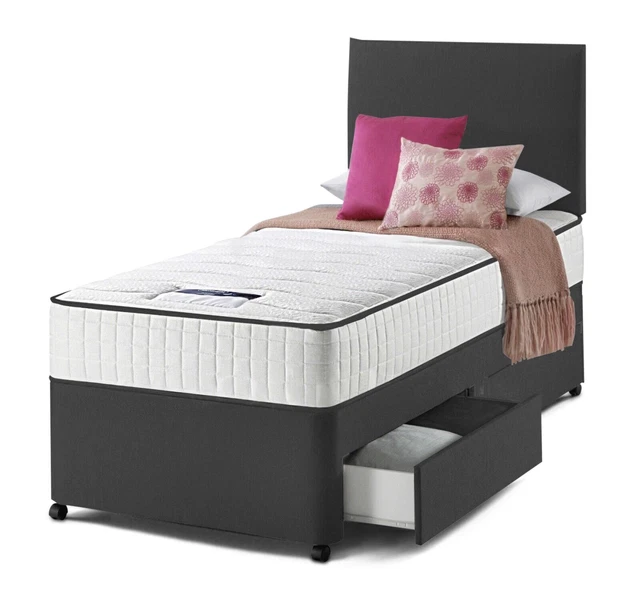 *NEW* SINGLE BED Divan 2FT6/3FT With Mattress & Headboard + Draws kids ...