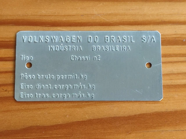 BLANK CLASSIC VW Identification Plate NOS Beetle Bus T1 T2 Bay Split ...